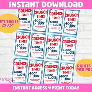 Good Luck Tags Printable Crunch Candy Tag Sports Team Treat Tags Cheer ...