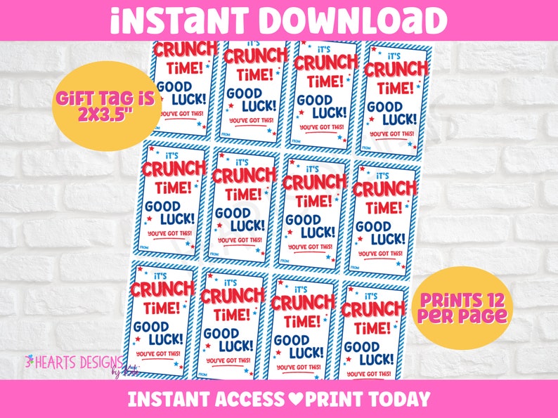 Good Luck Tags Printable Crunch Candy Tag Sports Team - Etsy