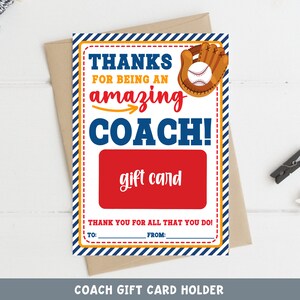 Baseball Coach Gift Card Printable | Coach Appreciation Team Gift ...