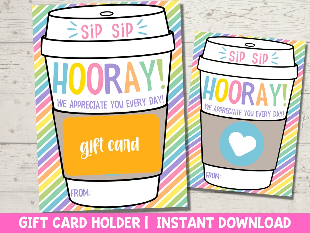 Printable Coffee Gift Card Holder for Teacher or Staff Appreciation ...