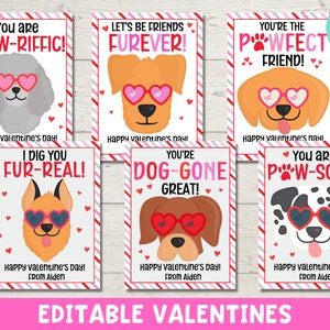 Editable Classroom Valentines | Puppy Printable Valentines | Valentines ...