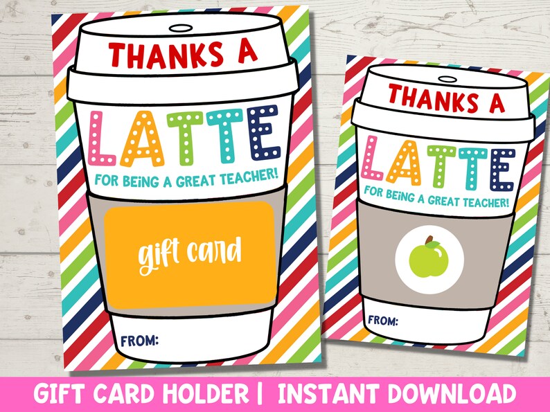 Coffee Gift Holder Printable for Teacher and Staff Appreciation ...