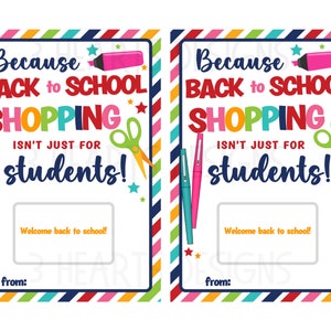 Back to School Teacher Gift Card Holder Printable | Instant Download - Etsy