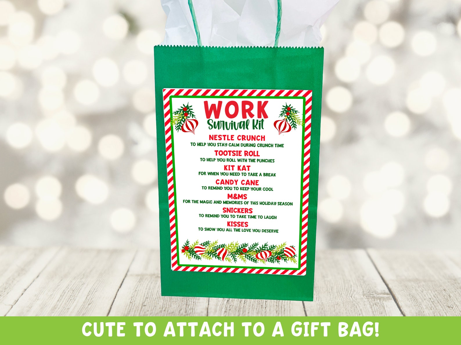 Christmas Work Survival Kit Gift Tag | Instant Download PDF - Etsy