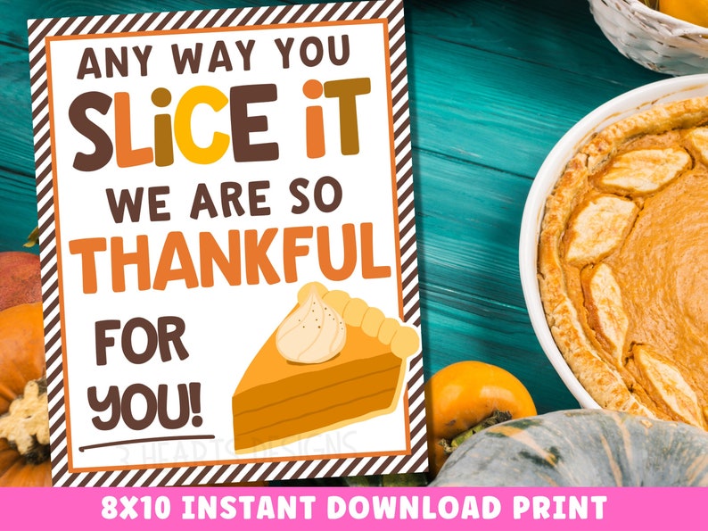 Thanksgiving Teacher Staff Pie Appreciation Printable - Instant ...