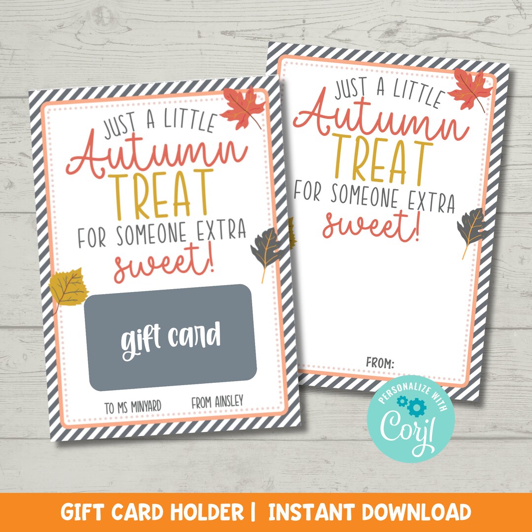 Printable Fall Gift Card Holder for Autumn Coffee Gifts | Editable ...