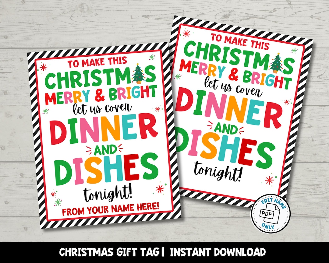 Printable Christmas Dinner Dishes Gift Tag: Teacher, Friend, Coworker ...