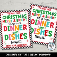 Christmas Dinner on Us Tag, Teacher Dinner on Us Tag, Dinner on Us Gift ...