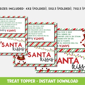 Santa Kisses Treat Topper Digital Download for Christmas Goody Bags ...