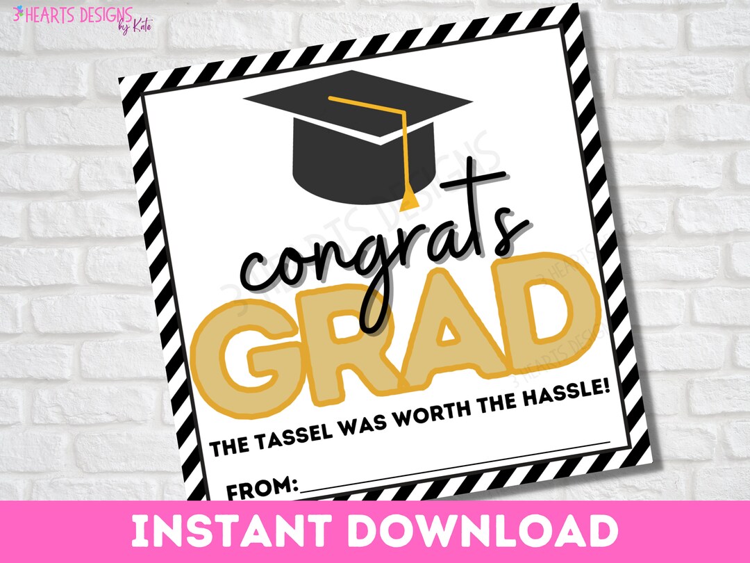 Congrats Grad Gift Tag Printable Favor | PDF Instant Download - Etsy