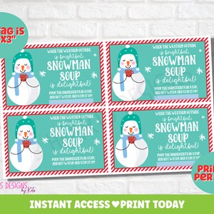 Snowman Soup Gift Tags Hot Cocoa Gift Hot Chocolate Class Gift ...