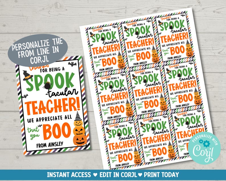 Editable Spooktacular Halloween Gift Tag for Teachers - Printable ...