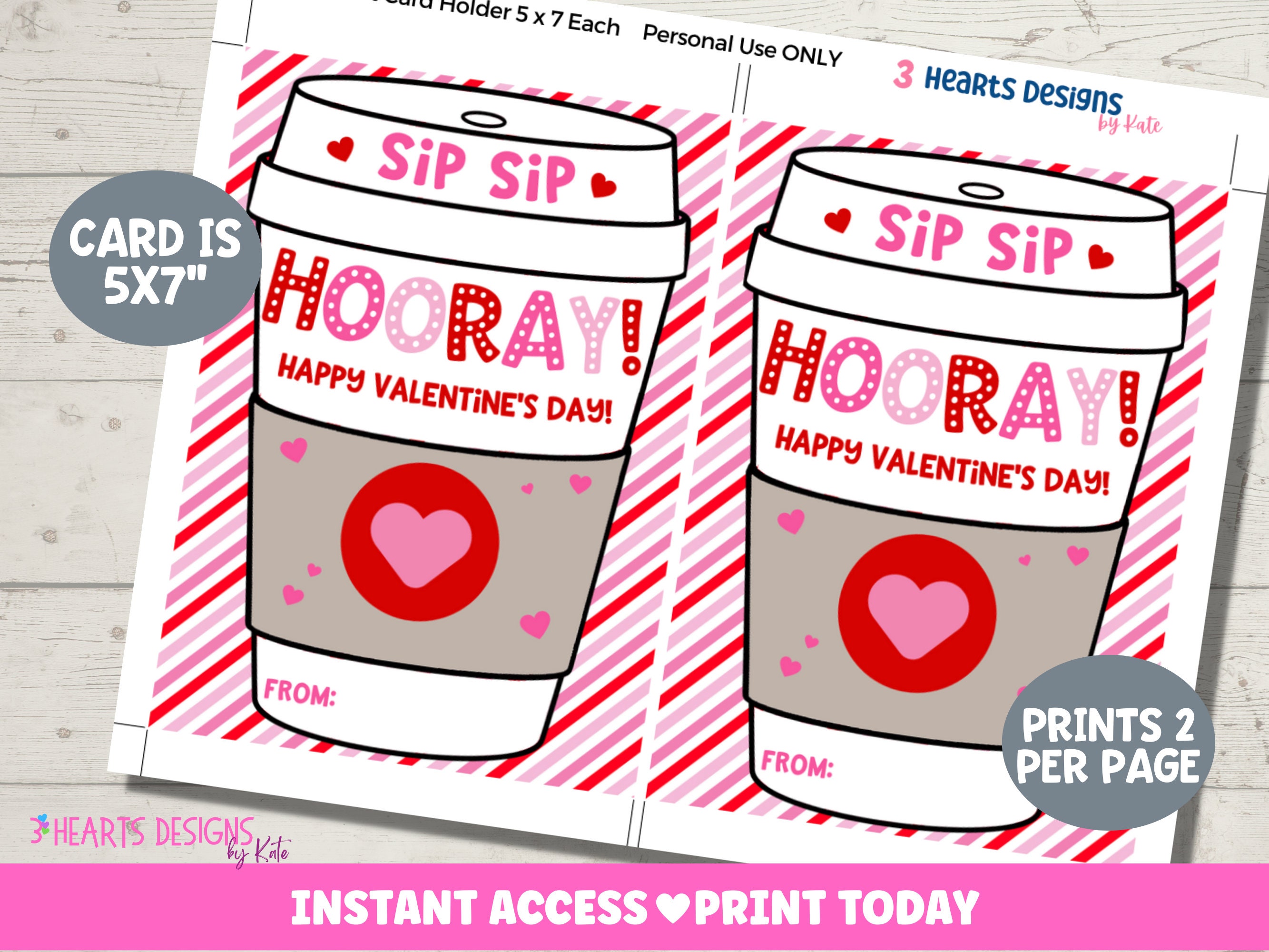 Coffee Gift Card Holder Teacher Valentine Printable Sip - Etsy