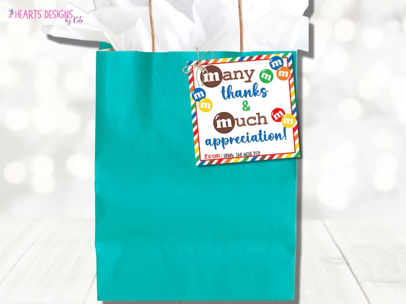 Printable Candy Thank You Tag for Teacher Appreciation, Staff Gratitude ...