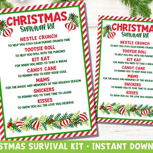 Christmas Survival Kit Gift Tags: Printable Goody Bag Tags | Instant ...