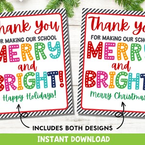 Teacher Appreciation Sign Printable | Christmas Sign Merry and Bright ...