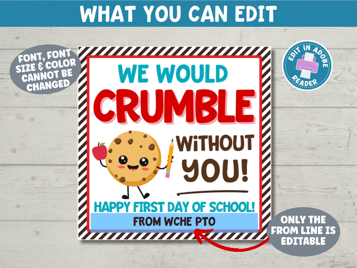 Teacher Cookie Gift Tag Printable | Personalized Back to School Instant ...