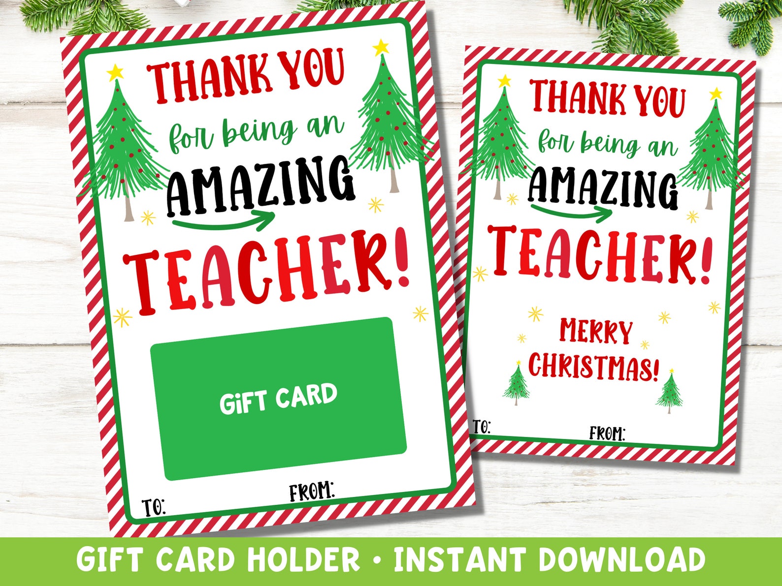 Teacher Gift Card Holder Christmas Printable | Christmas Teacher Gift ...
