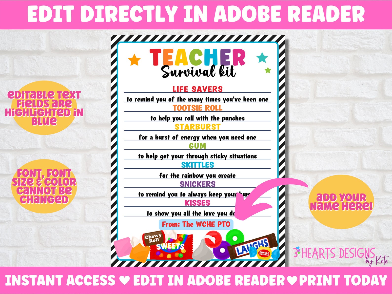 Teacher Survival Kit Printable Gift Tag for School Year End and ...