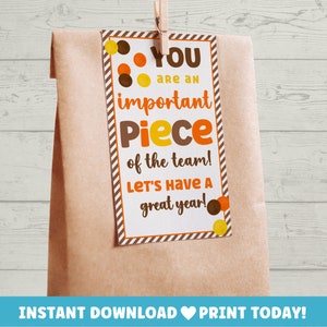 Personalized Appreciation Gift Tag | Piece of the Team Candy Tag ...