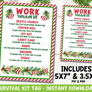 Christmas Work Survival Kit Gift Tag | Instant Download PDF - Etsy
