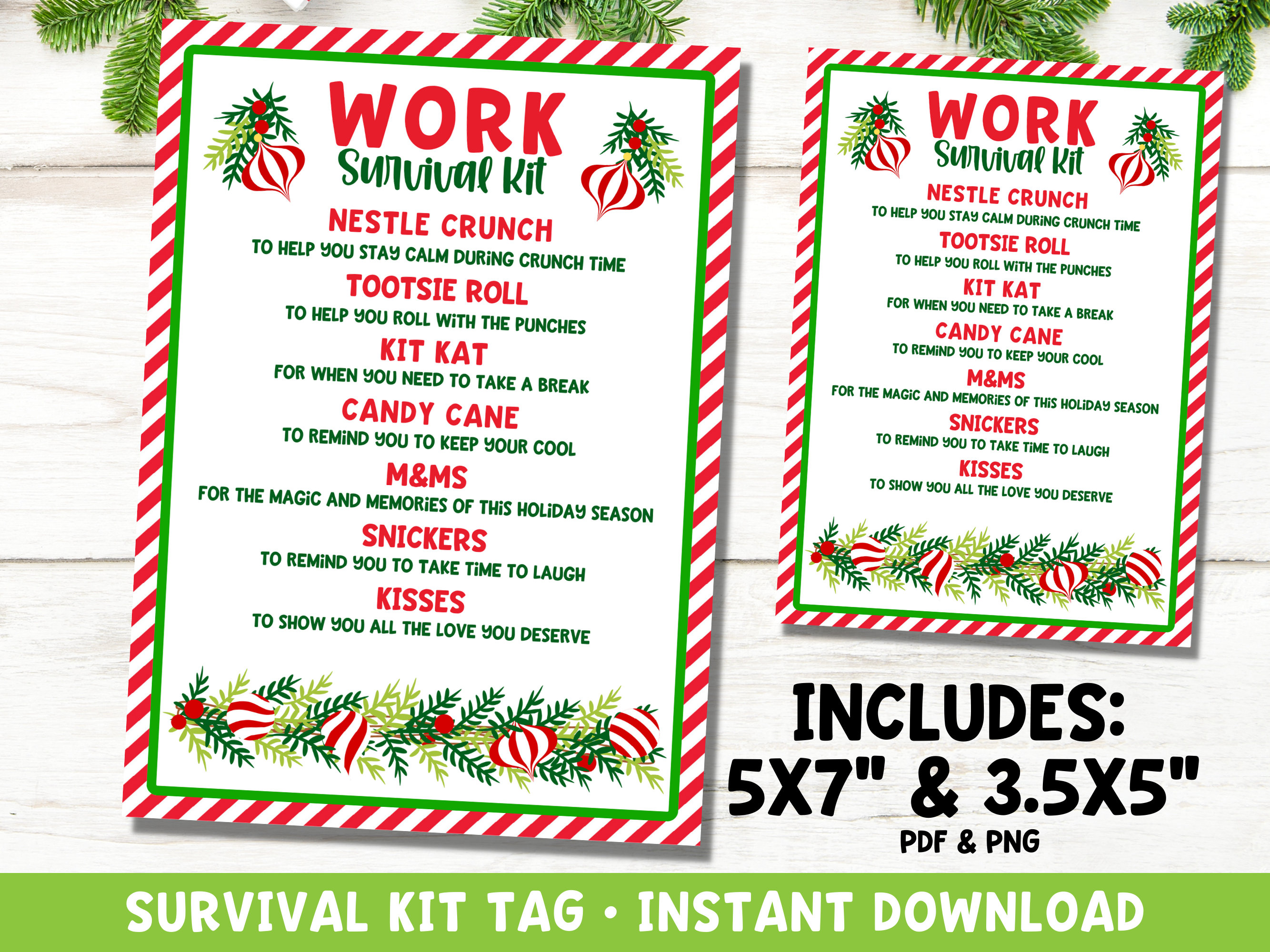 Christmas Work Survival Kit Gift Tag | Instant Download PDF - Etsy