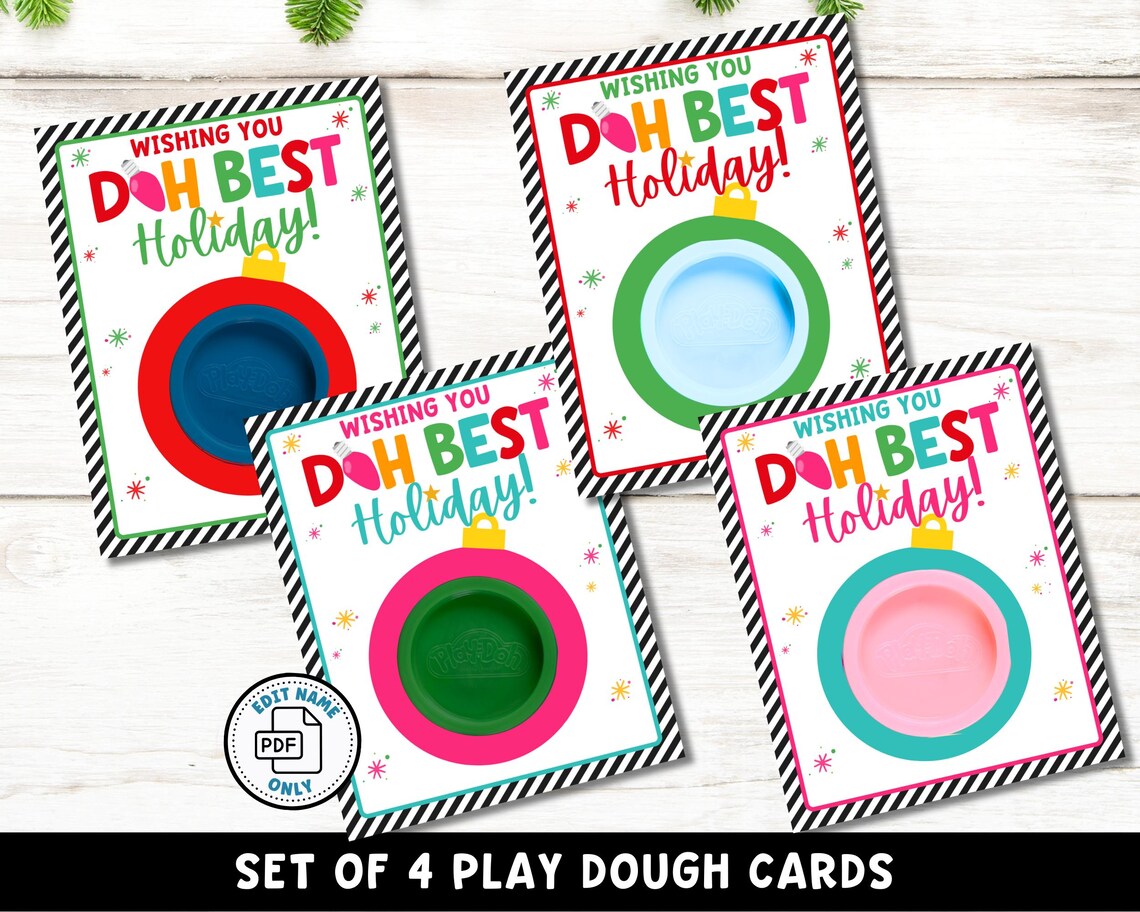 Christmas Play Dough Cards | Holiday Kids Gift | Personalized PDF - Etsy