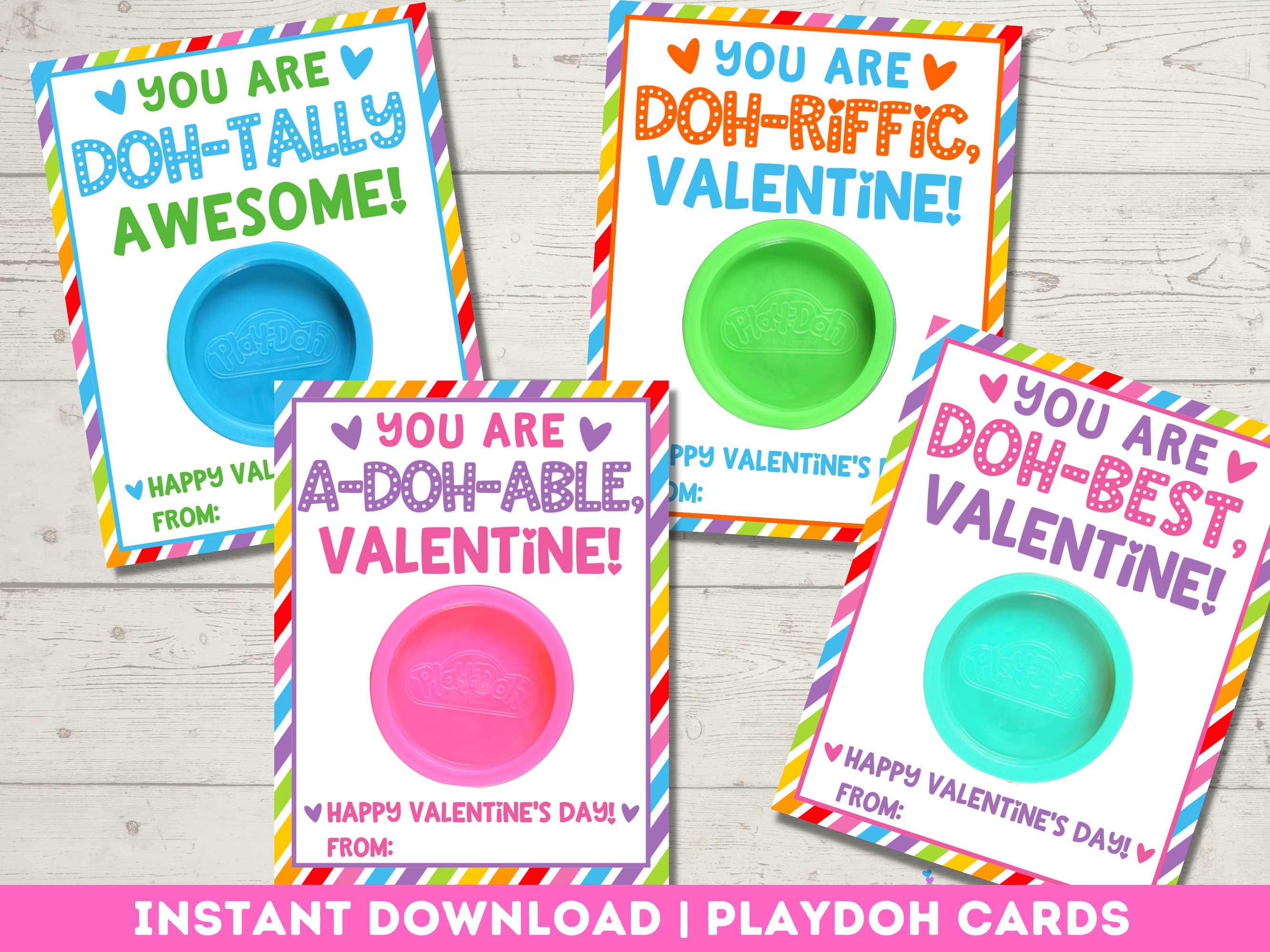 Playdoh Valentine Cards Classroom Valentines A-doh-able - Etsy