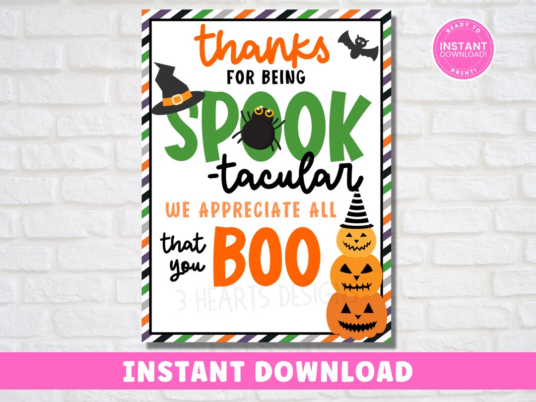 Printable Spooktacular Halloween Gift Tags for Appreciation Instant ...