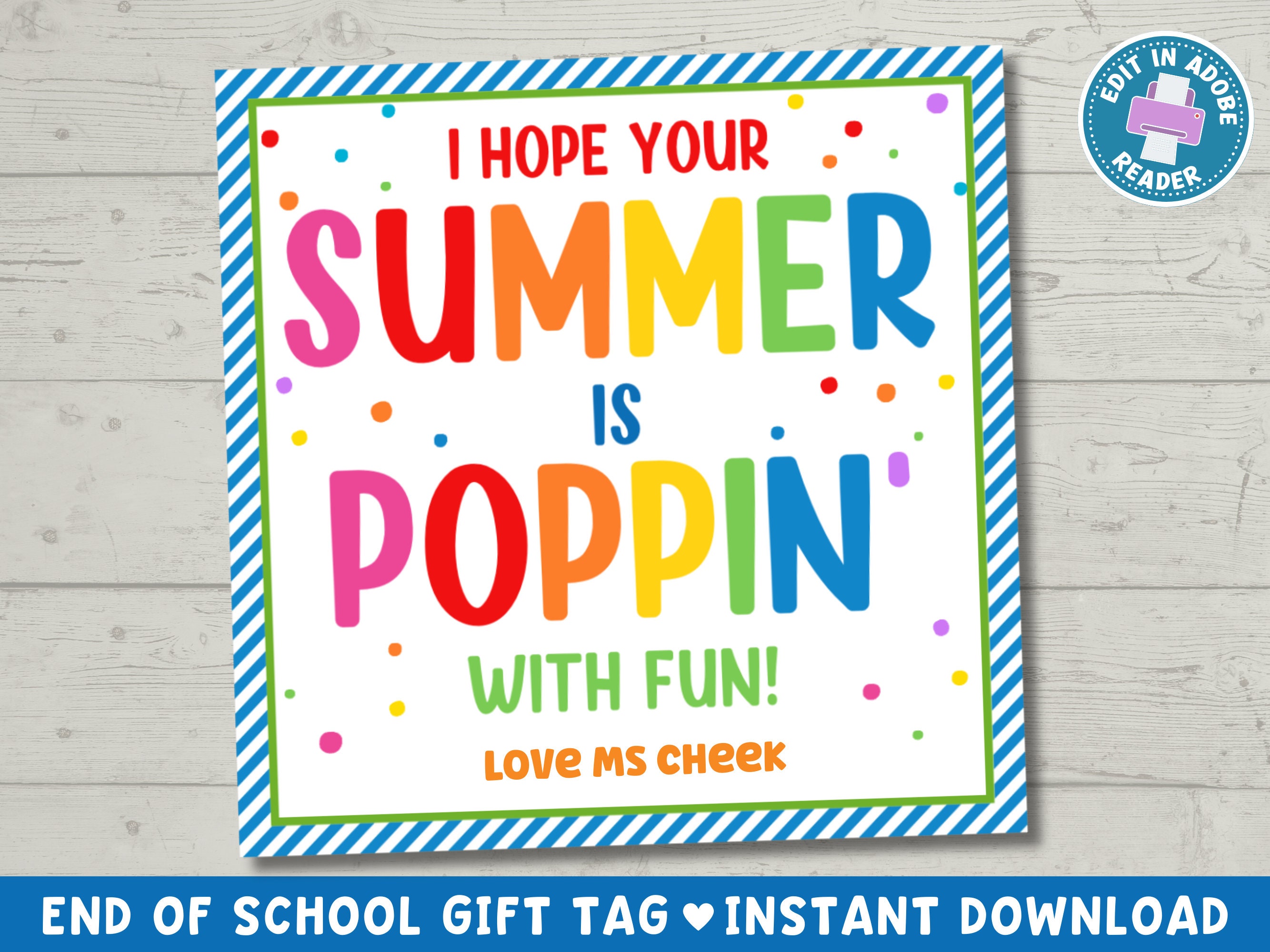 End of School Pop It Gift Tag Printable End of Year Student - Etsy