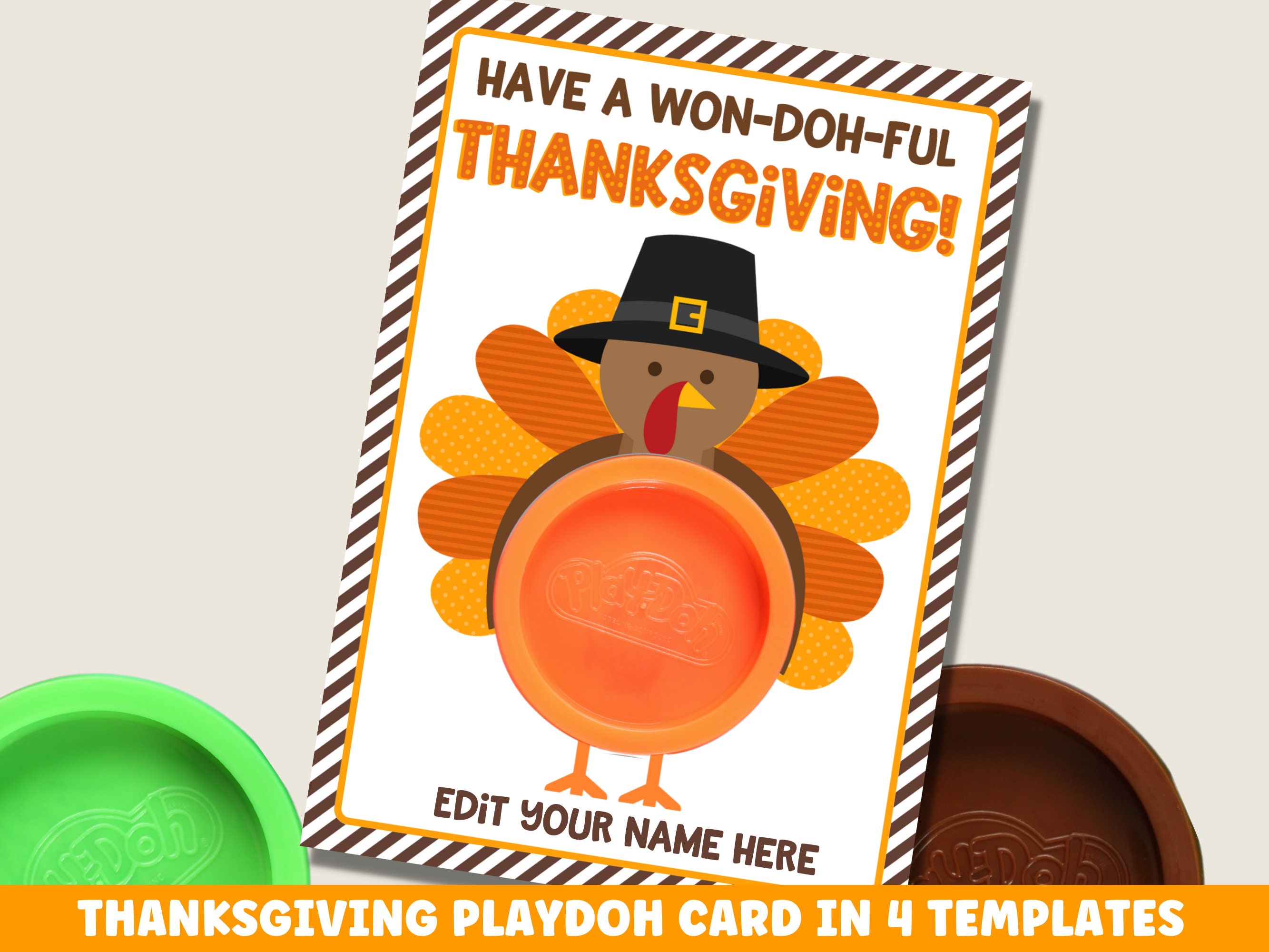Printable Thanksgiving Play Doh Activity Cards for Kids | Non-candy ...