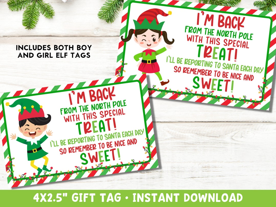 I'm Back Elf Tags | Elf Christmas Printable | Letter From Elf Christmas ...