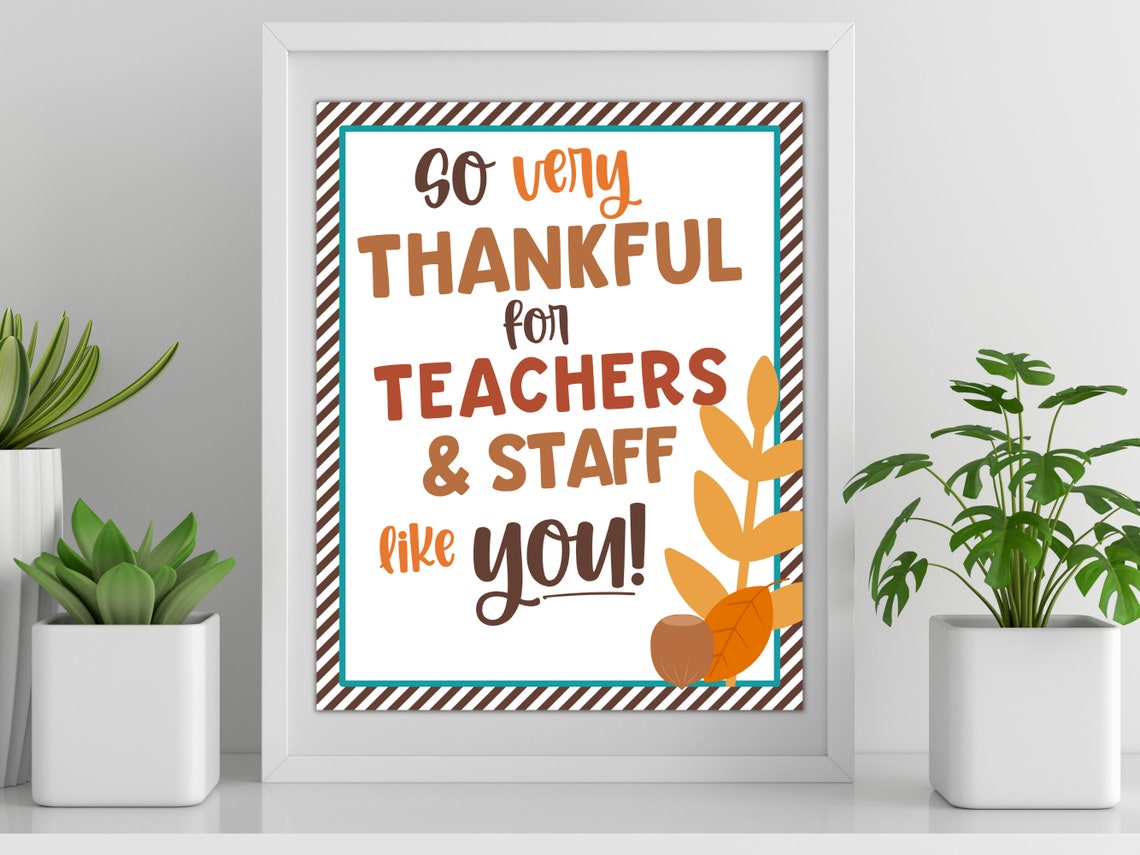 Teacher Appreciation Sign Printable Thankful for You Fall - Etsy
