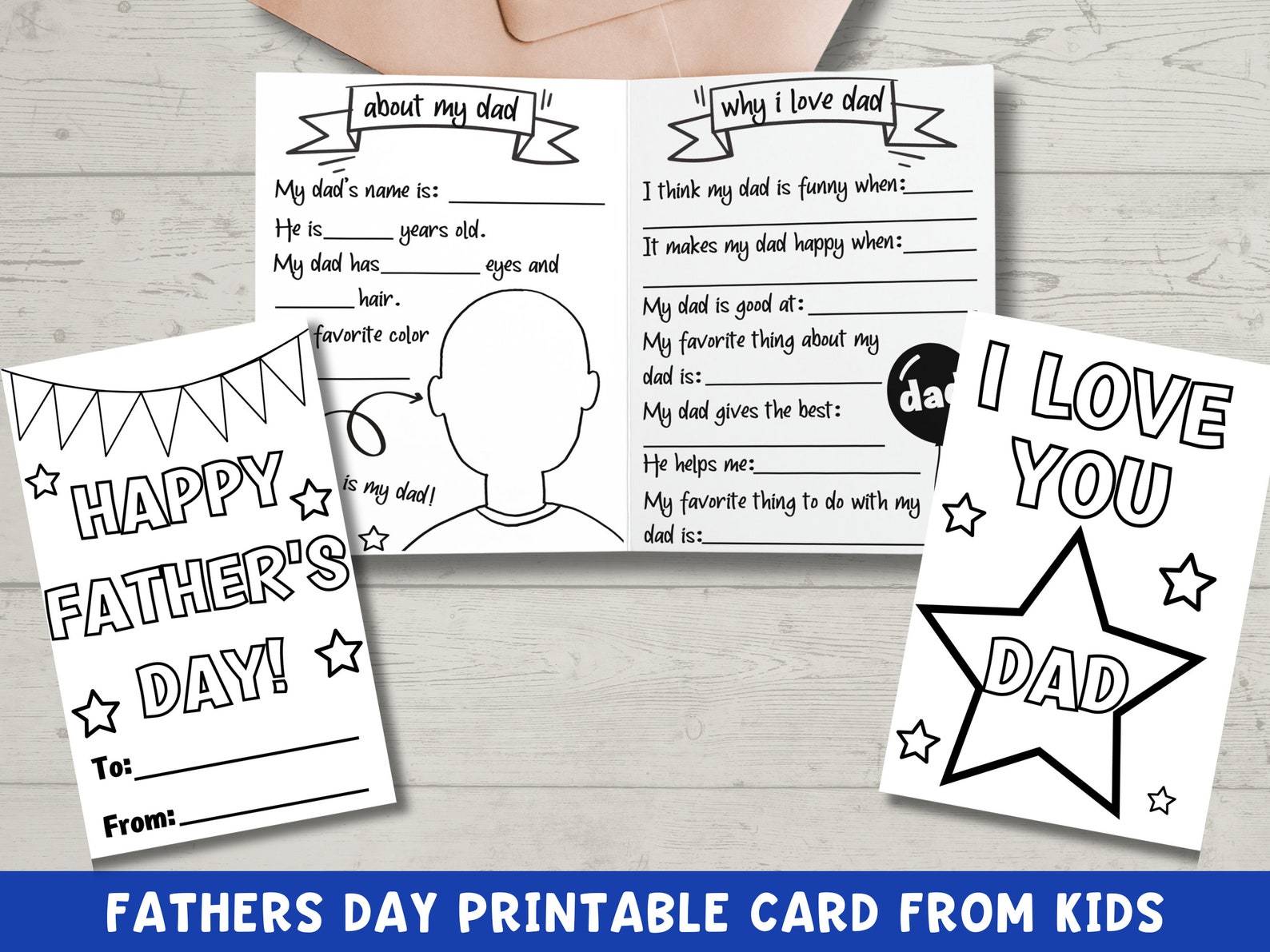Printable Fathers Day Card All About Dad Card From Kids Coloring Pages ...