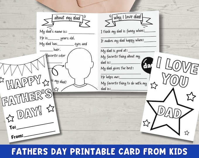 Printable Fathers Day Card | All About Dad Card From Kids | Coloring ...