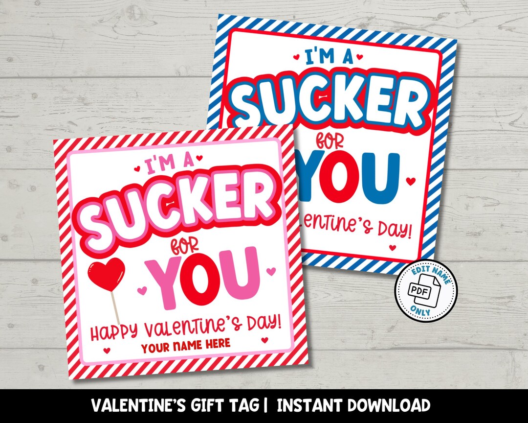 Kids Valentine Lollipop Cards: I'm a Sucker for You | Instant Download ...