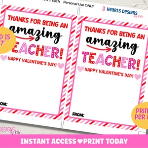 Teacher Gift Card Holder Printable Valentines Day Teacher Appreciation ...