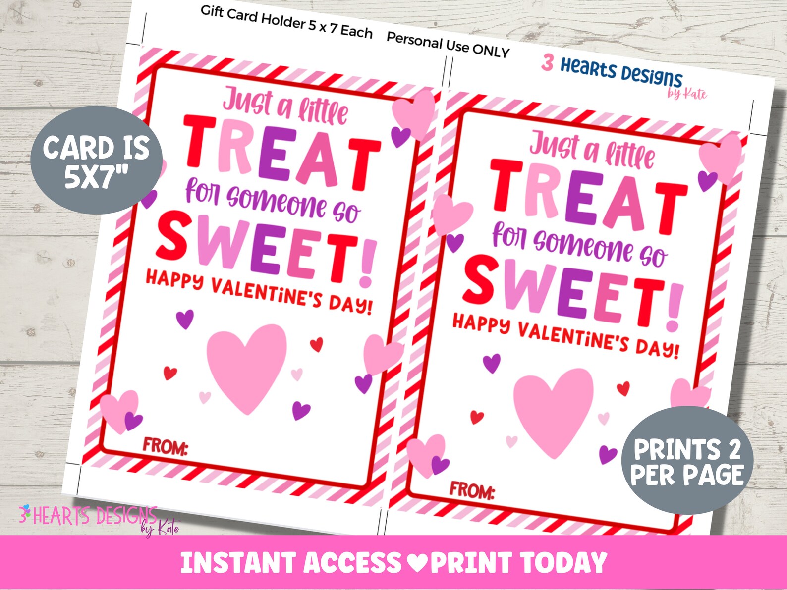 Teacher Valentine Gift Card Holder Printable Valentines Day - Etsy