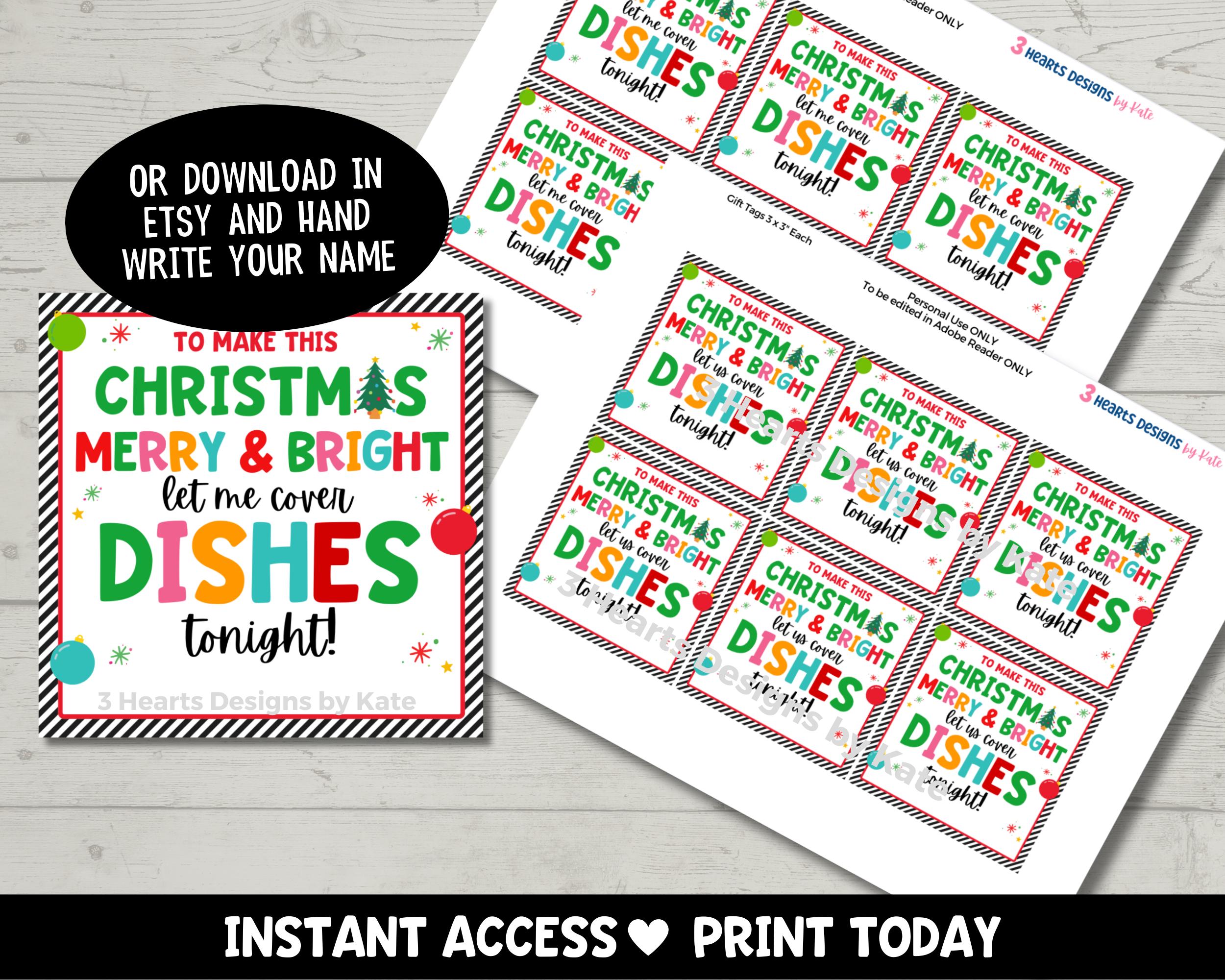 Printable Christmas Dishes Gift Tag: Teacher, Friend, Coworker ...