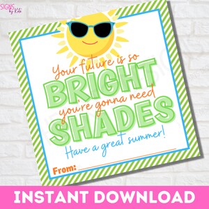 Printable Future is Bright Tag | Graduation Gift Tags | Classroom Tags ...