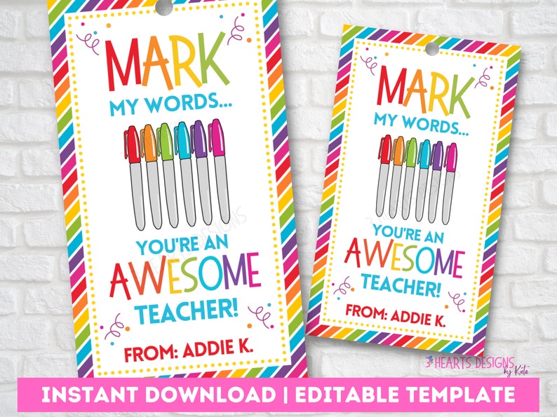 Printable Teacher Appreciation Gift Tag Marker Gift Tag - Etsy
