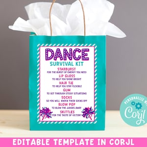 Dance Competition Survival Kit Printable - Editable Good Luck Gift for ...
