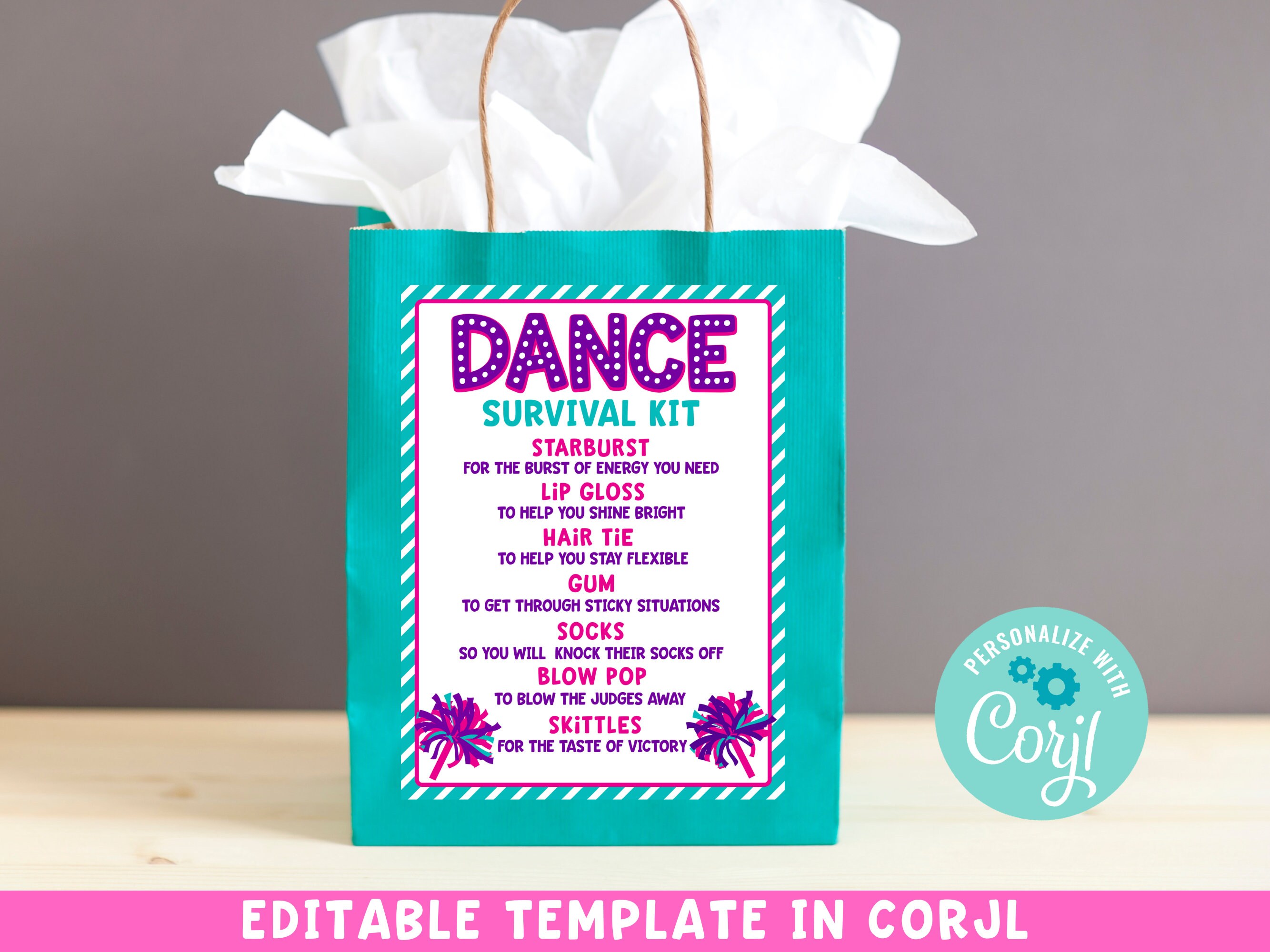 Dance Competition Survival Kit Printable - Editable Good Luck Gift for ...
