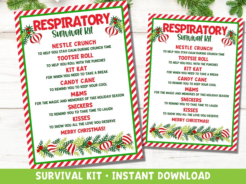 Respiratory Survival Kit Printable Christmas Survival Kit - Etsy