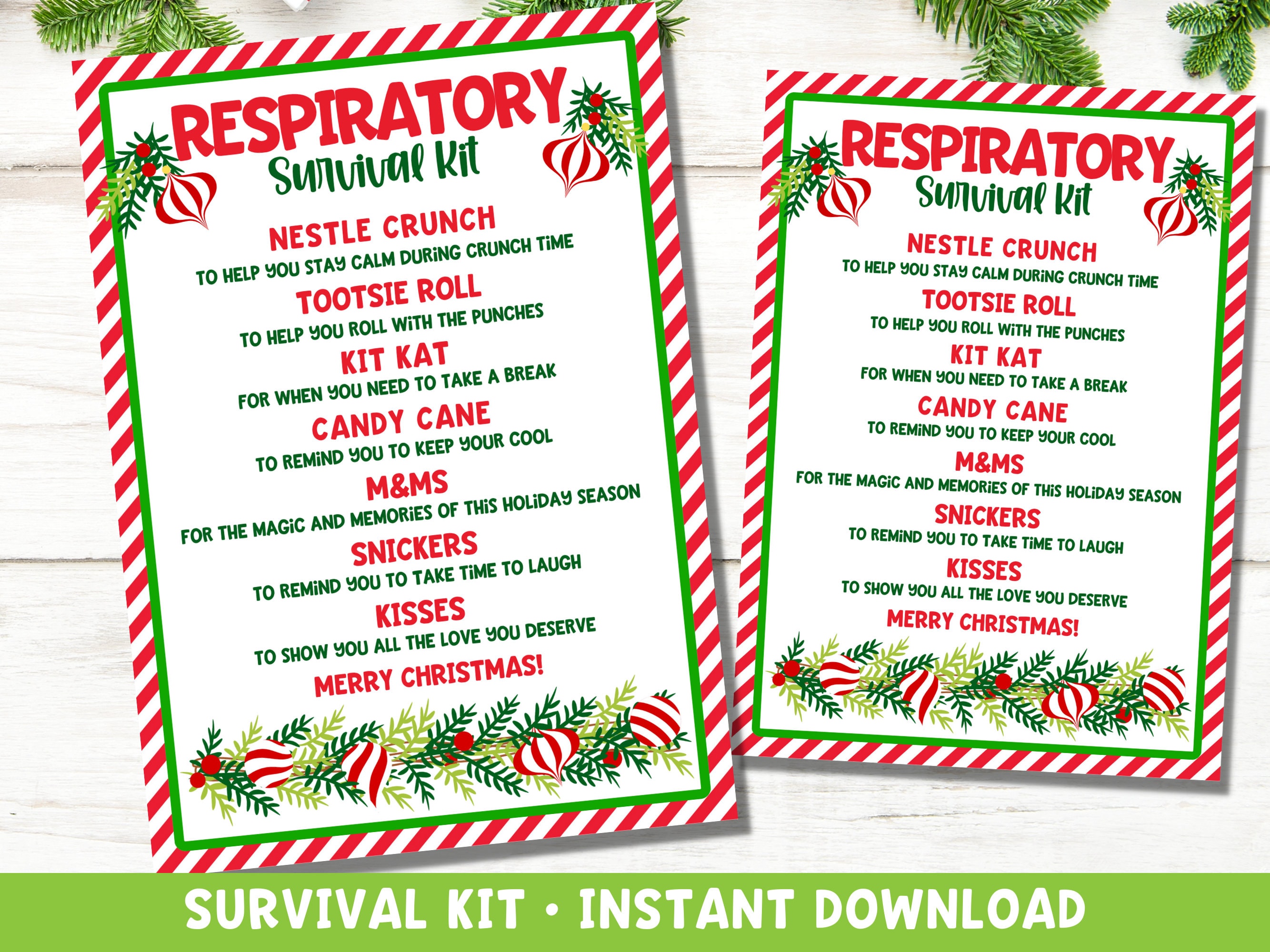 Respiratory Survival Kit Printable Christmas Survival Kit - Etsy