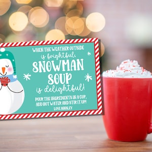 Snowman Soup Gift Tags Hot Cocoa Gift Hot Chocolate Class Gift ...