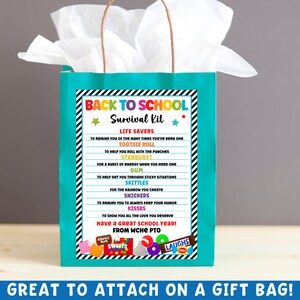 Printable Back to School Survival Kit for Teachers - First Day Gift ...