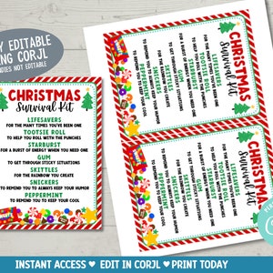 Editable Christmas Survival Kit Printable | Holiday Survival Tag ...