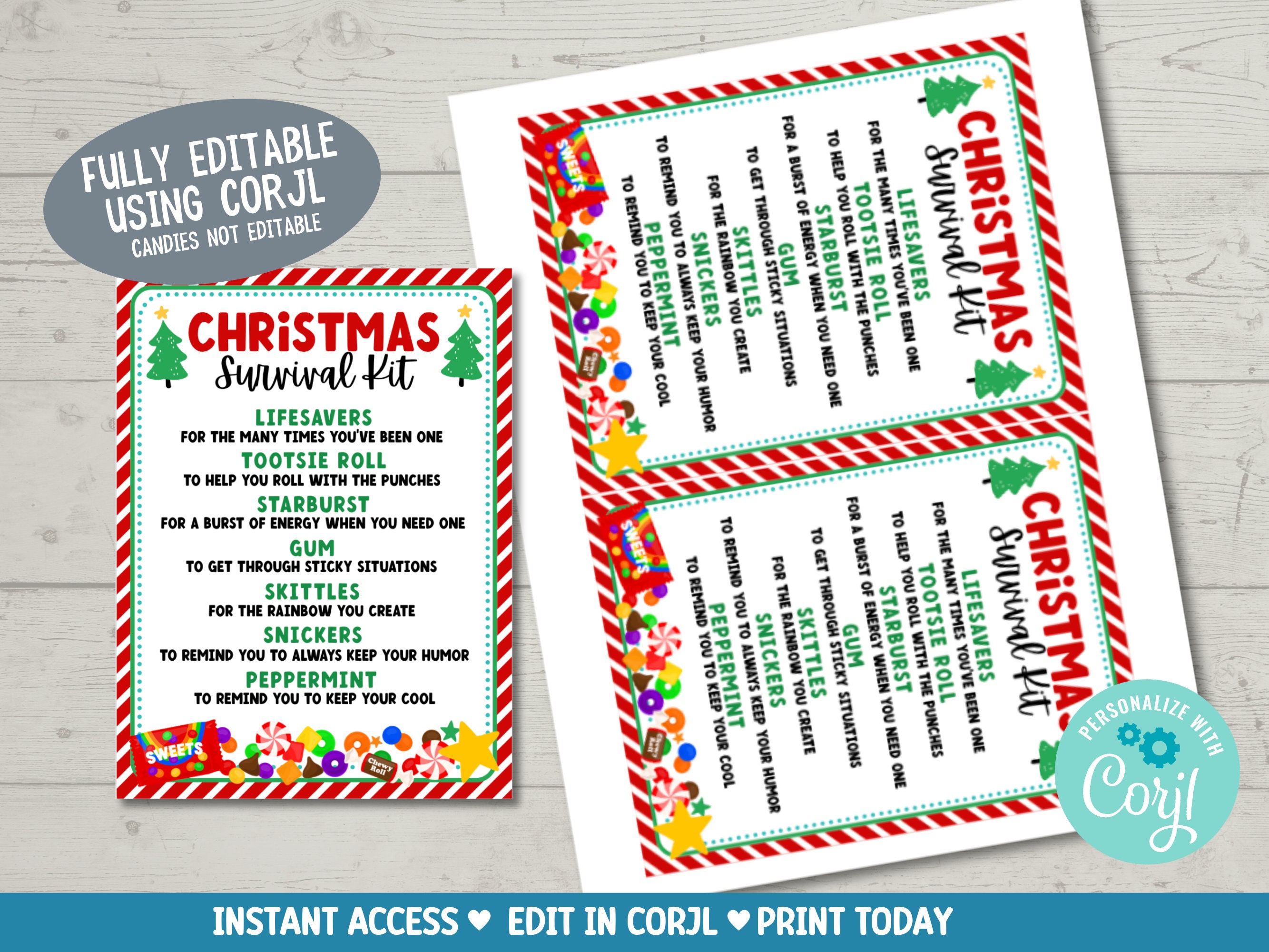 Editable Christmas Survival Kit Printable | Holiday Survival Tag ...