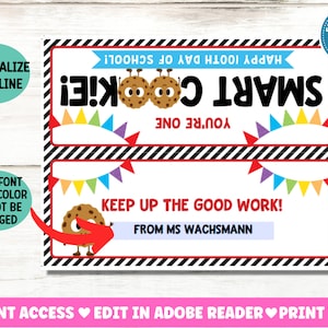 100 Days of School Treat Bag Topper Printable | One Smart Cookie Gift ...